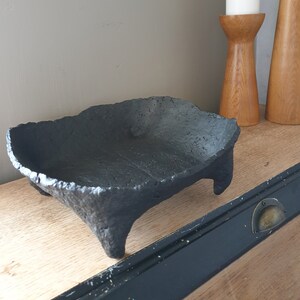 Ulmus Wabi Sabi, Paper Mache, Black, Raw, Irregular Trinket Dish, Small ...