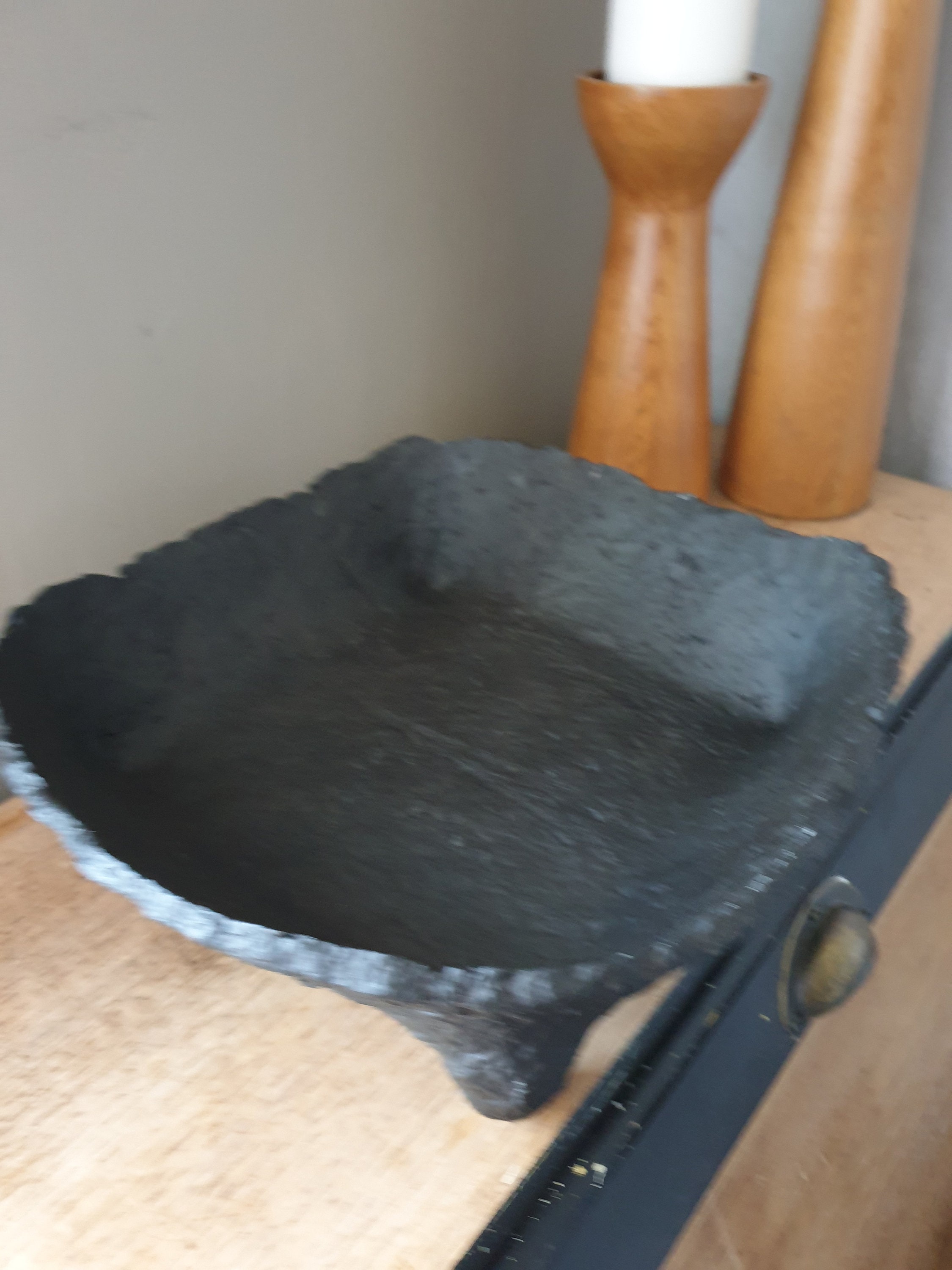 Ulmus Wabi Sabi, Paper Mache, Black, Raw, Irregular Trinket Dish, Small ...