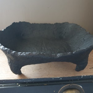 Ulmus Wabi Sabi, Paper Mache, Black, Raw, Irregular Trinket Dish, Small ...