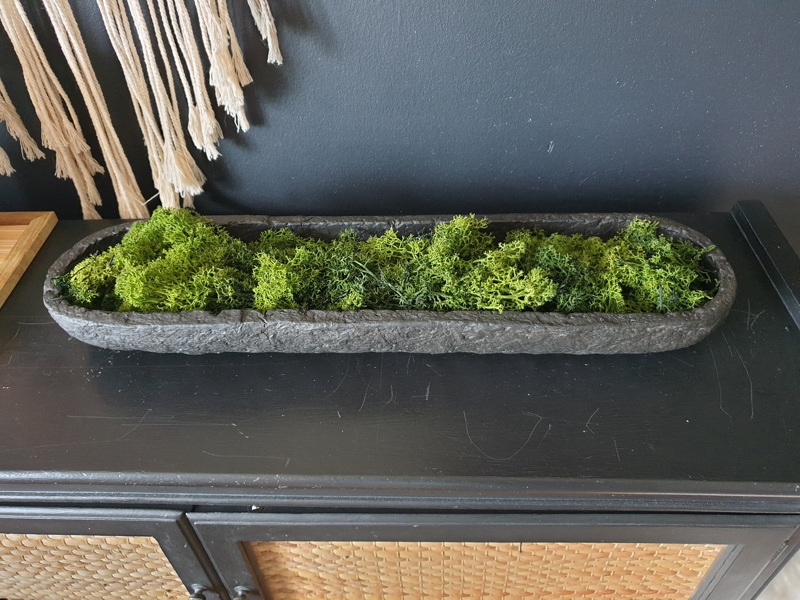 Vanda - Wabi Sabi Long Textured Tray in Black. Paper Mache Art. Winter ...