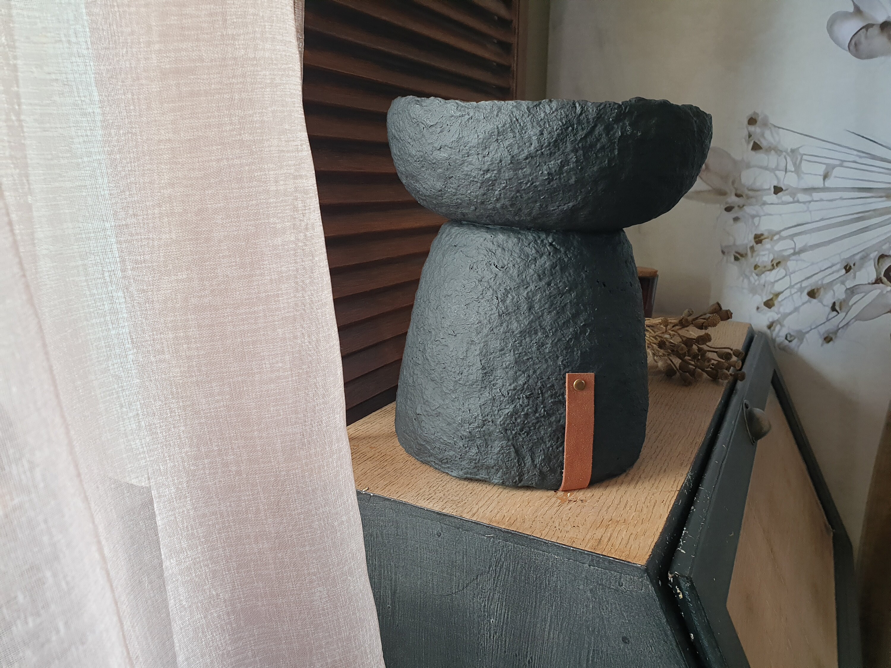 PEDESTAL BOWL, Paper Mache, Boho Shelf DÉCOR, Jewelry Bowl, Cute ...