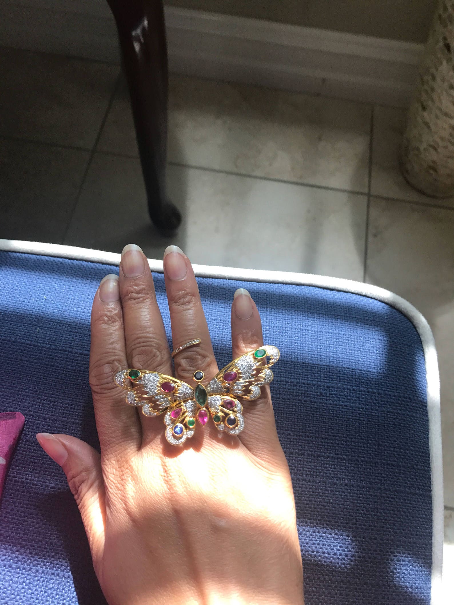 18k Gold Diamond Butterfly Ring With Ruby Sapphire Emerald - Etsy