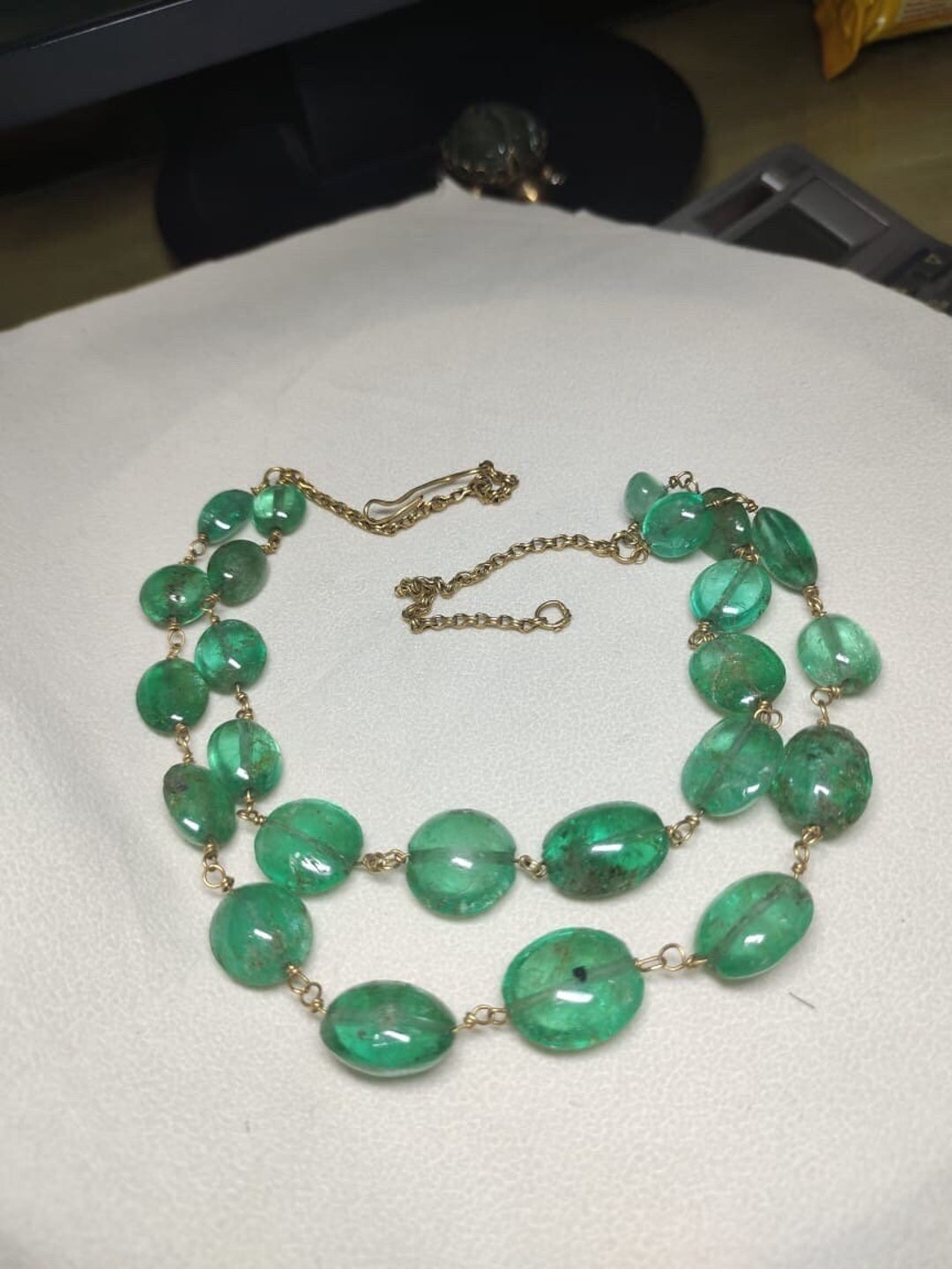 250 Carats Antique Rare Columbian Emerald String Necklace 16 Inches ...