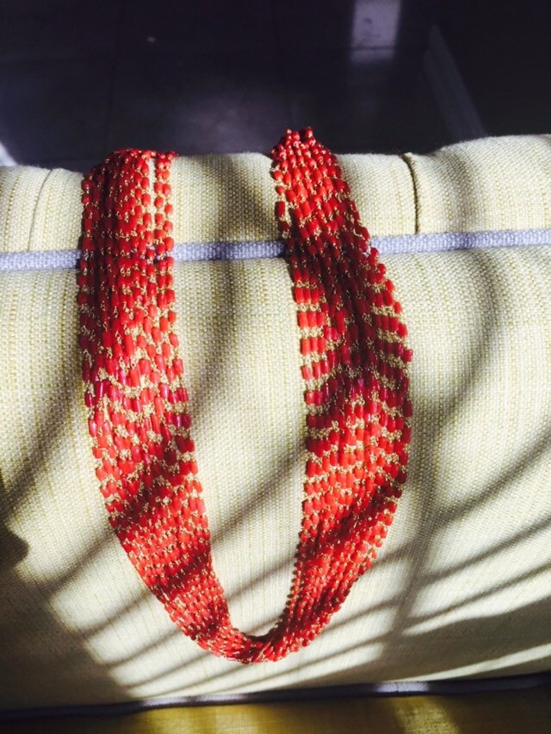 Genuine Natural Coral 15 String Necklace With Gold Dipped - Etsy