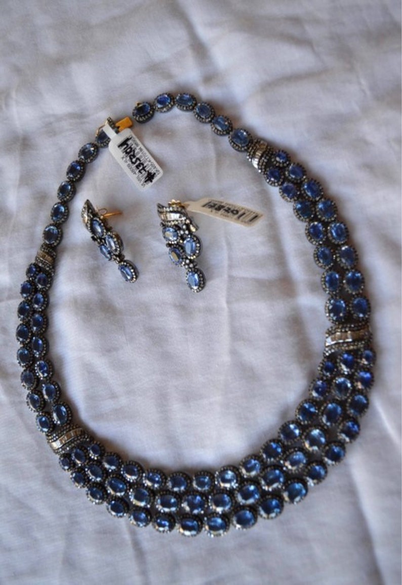 Diamonds and Kyanite Necklace, Kyanite Diamond Necklace, Intense Blue ...