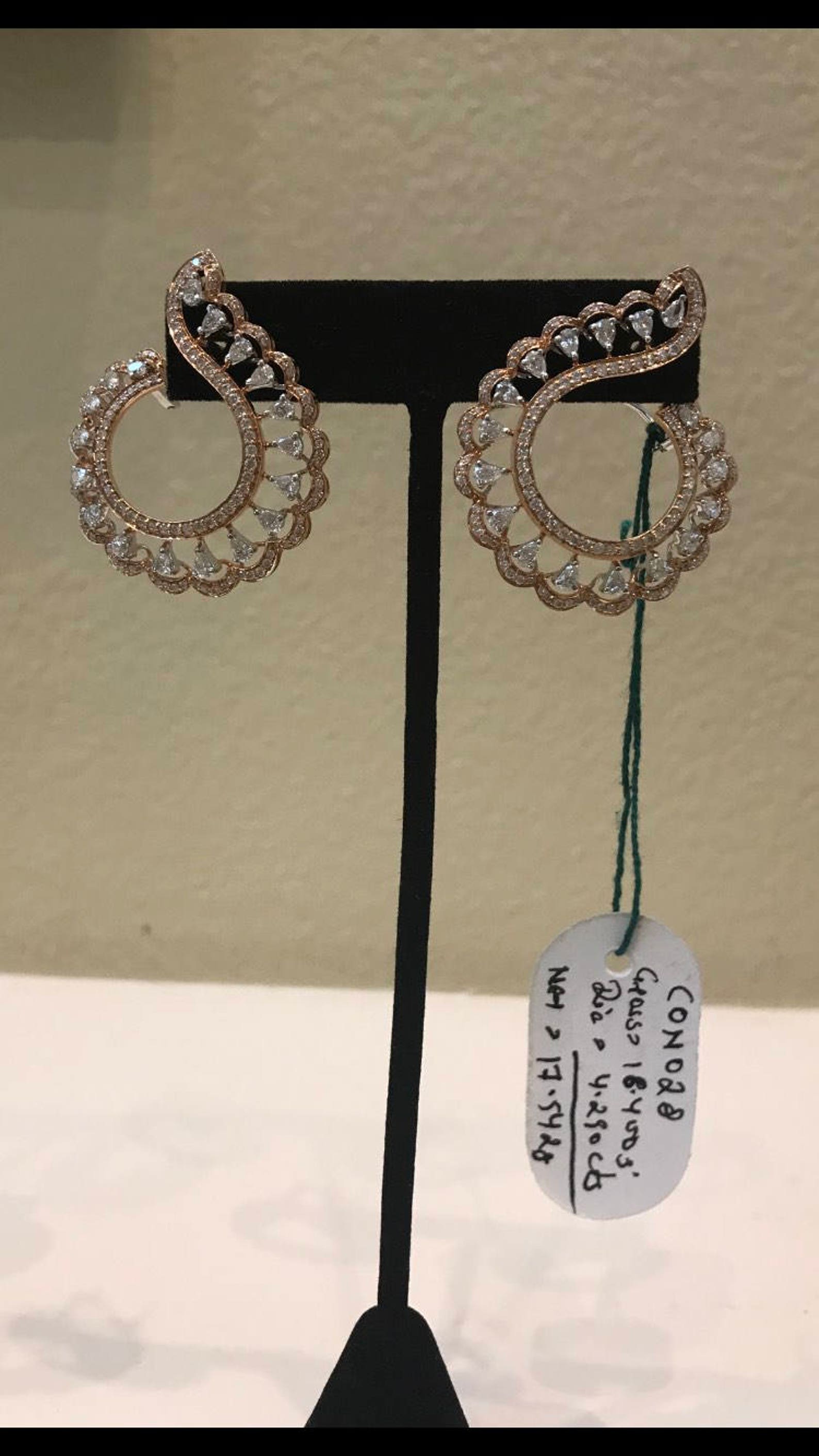 Designer Diamond Earrings Rose Gold Diamond Earrings - Etsy