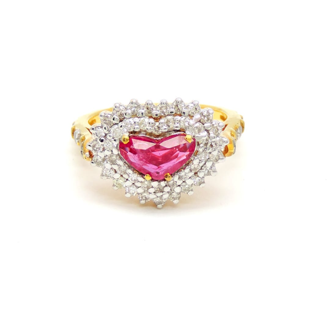Diamond Ruby Heart Ring - Etsy