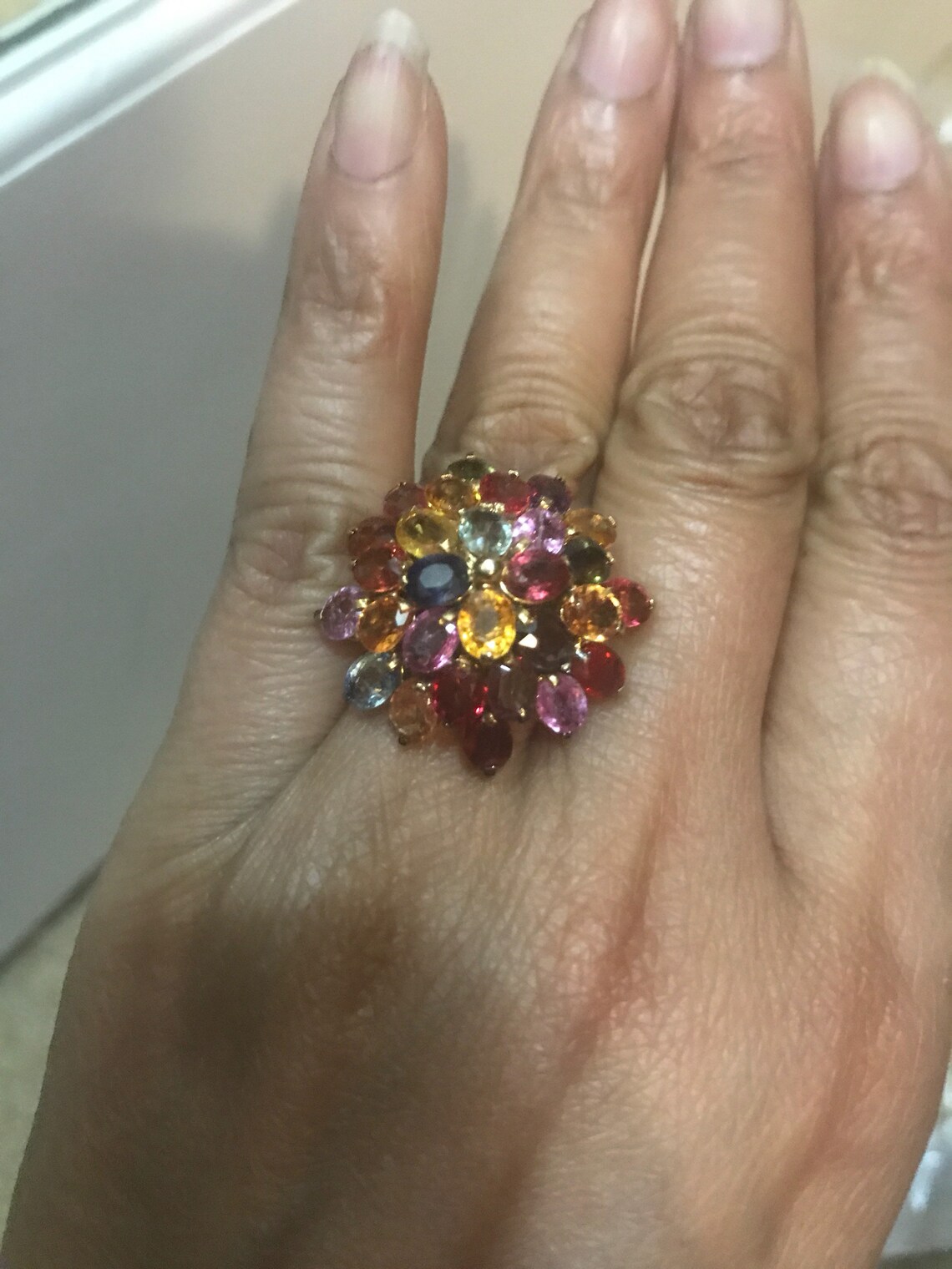Sterling Multi Gemstone Ring, Sapphire Topaz Garnet Ring, Semi Precious ...