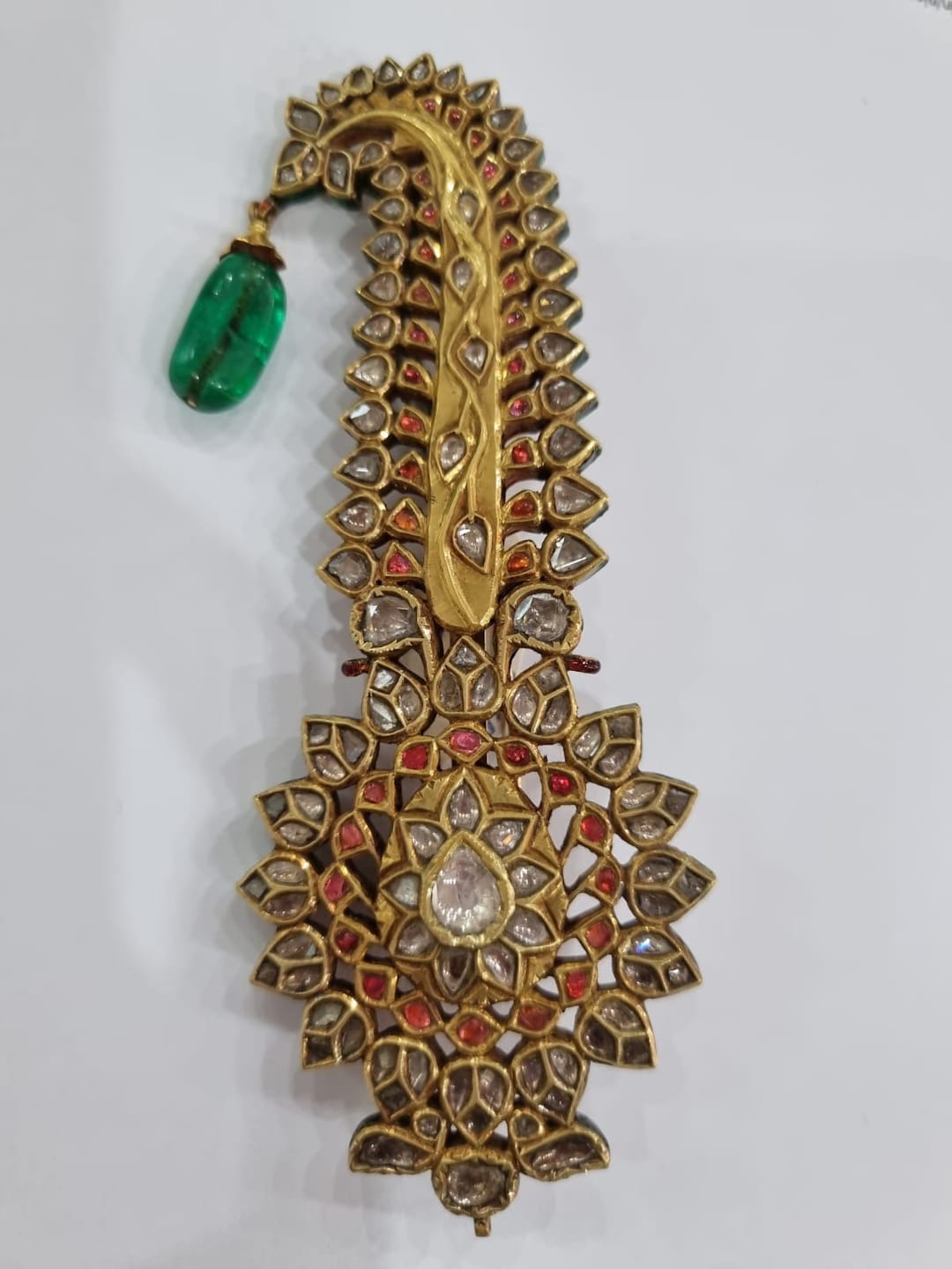 22k Gold Diamond Traditional Kalgi Pendant , Turban Groom Kalangi ...