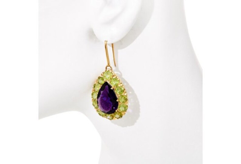 Peridot Sterling Earrings Gold Dipped With Purple Amethyst - Etsy
