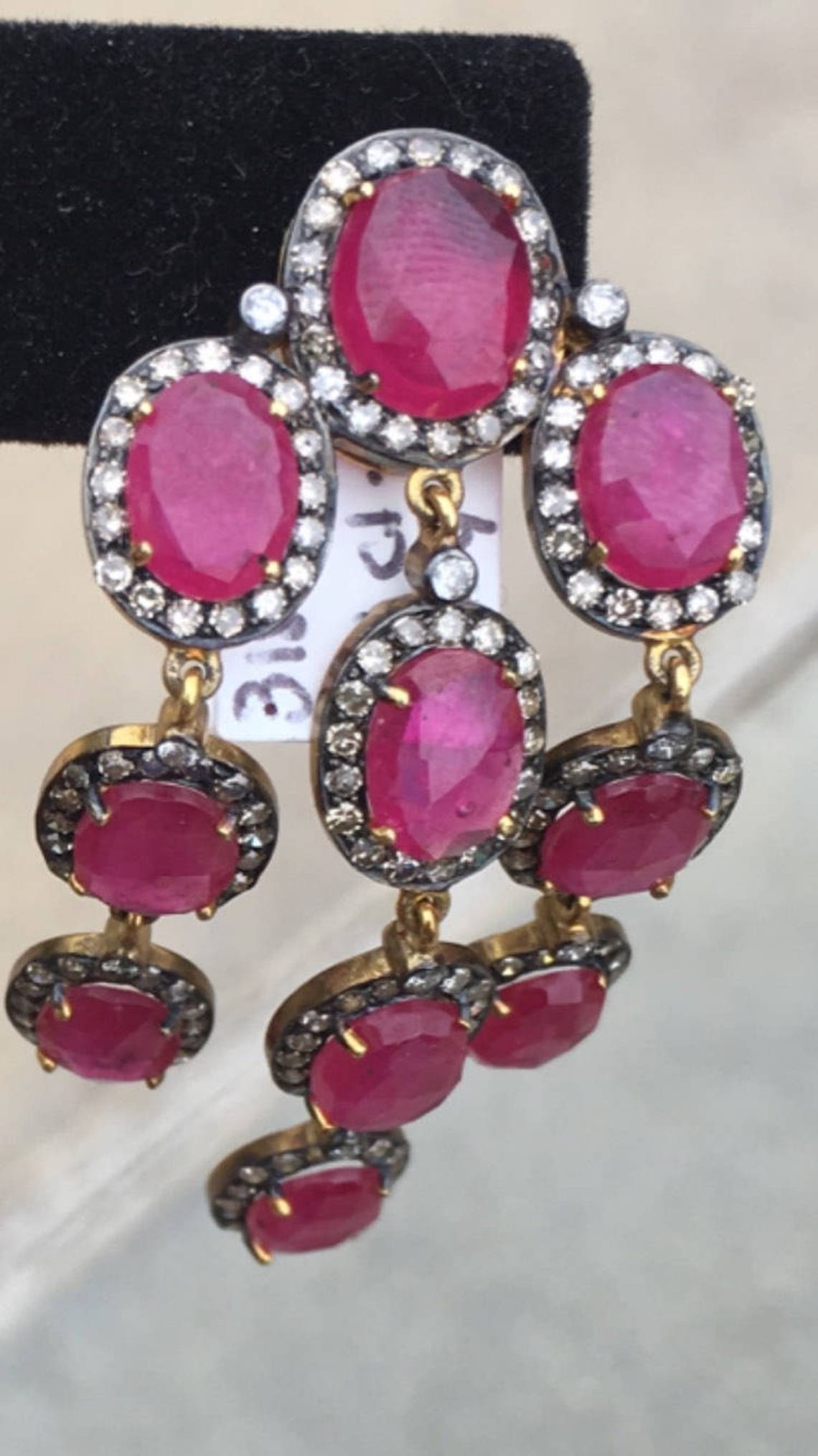 Ruby Diamond Earrings Ruby Single Cut Rosecut Diamond - Etsy