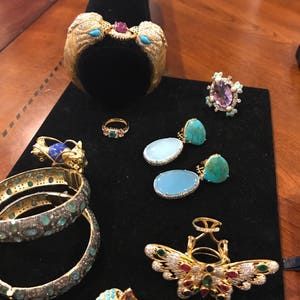 Sterling Gold Plated Double Bull Ring With Single Natural Lapis Stone ...