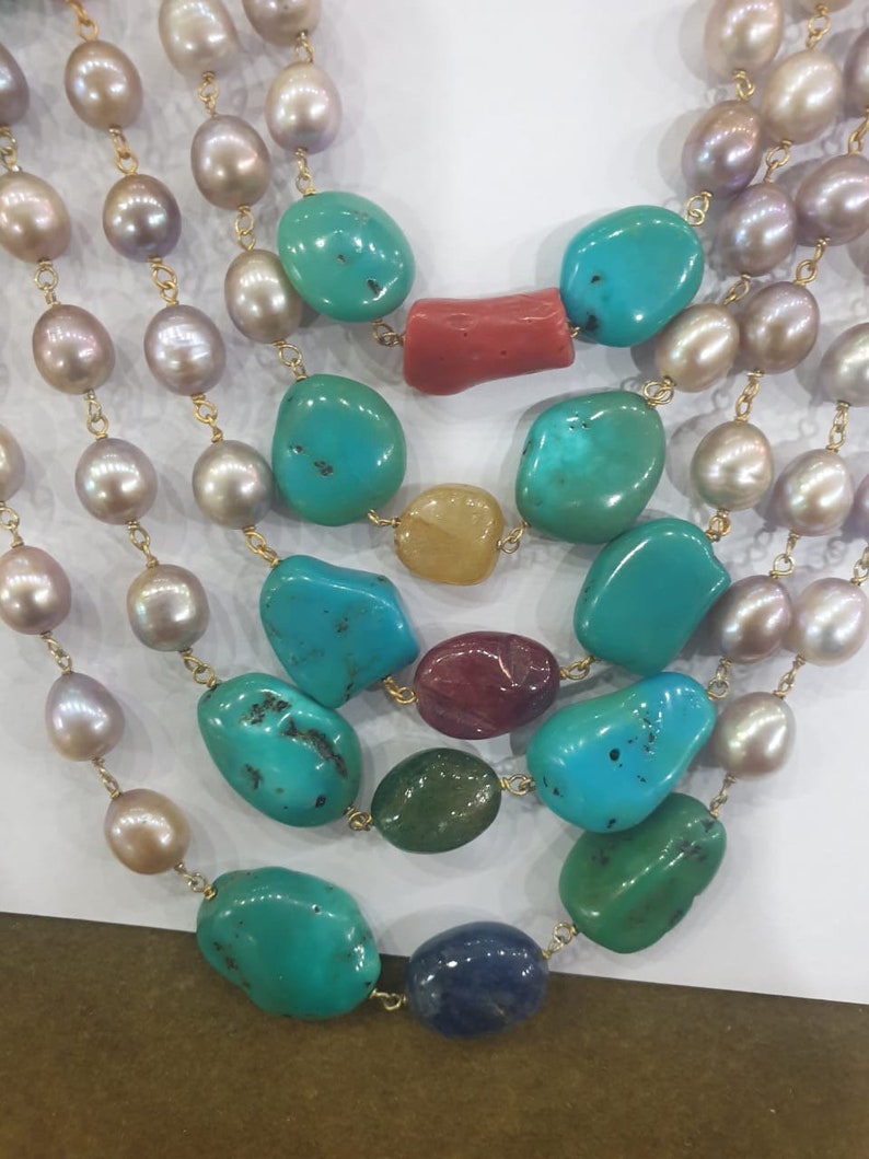 Sterling Silver Turquoise Bead Multi Strand Necklace Arizona | Etsy