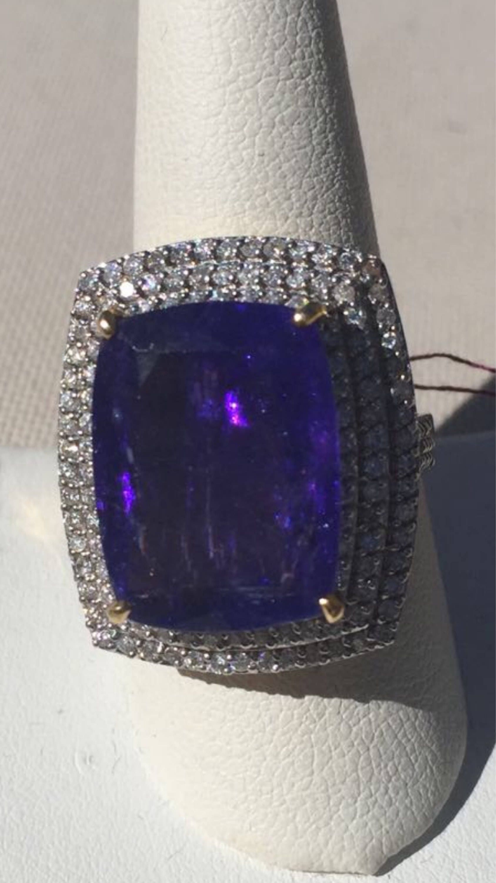 17 carats Natural Tanzanite Diamond Ring 14K Gold Engagement | Etsy