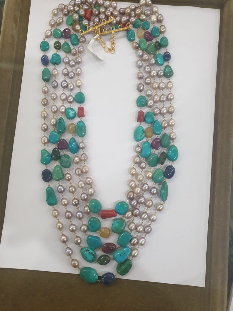 Sterling Silver Turquoise Bead Multi Strand Necklace Arizona | Etsy