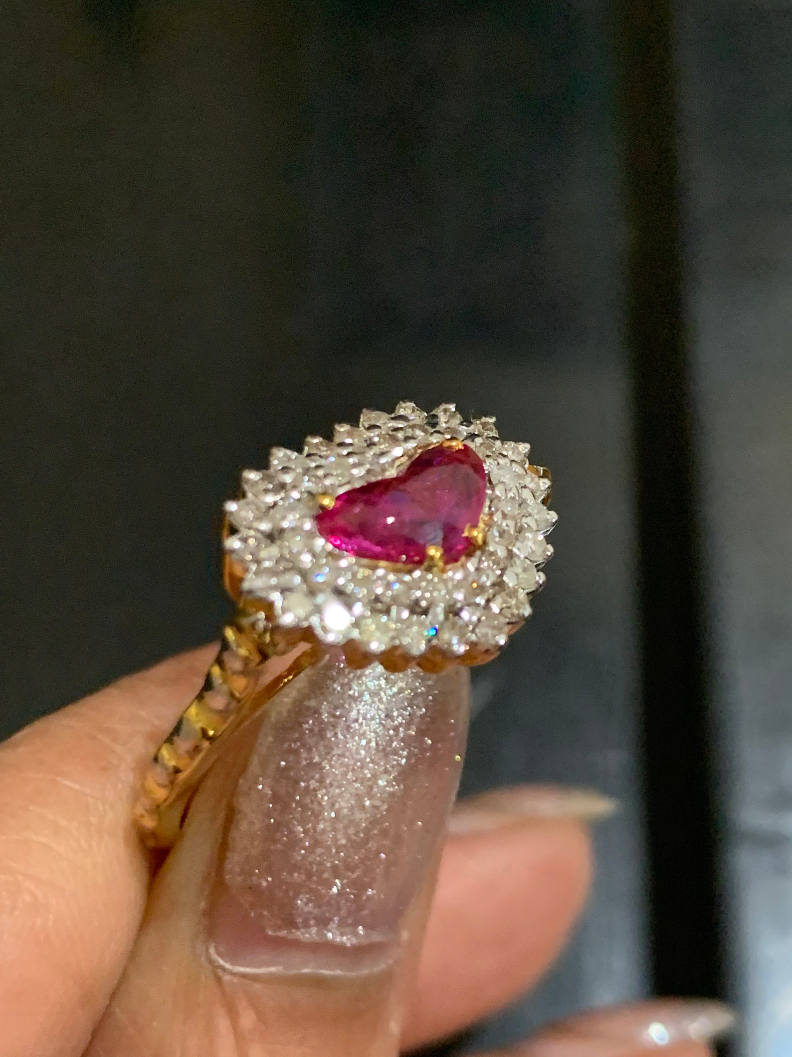 Diamond Ruby Heart Ring - Etsy