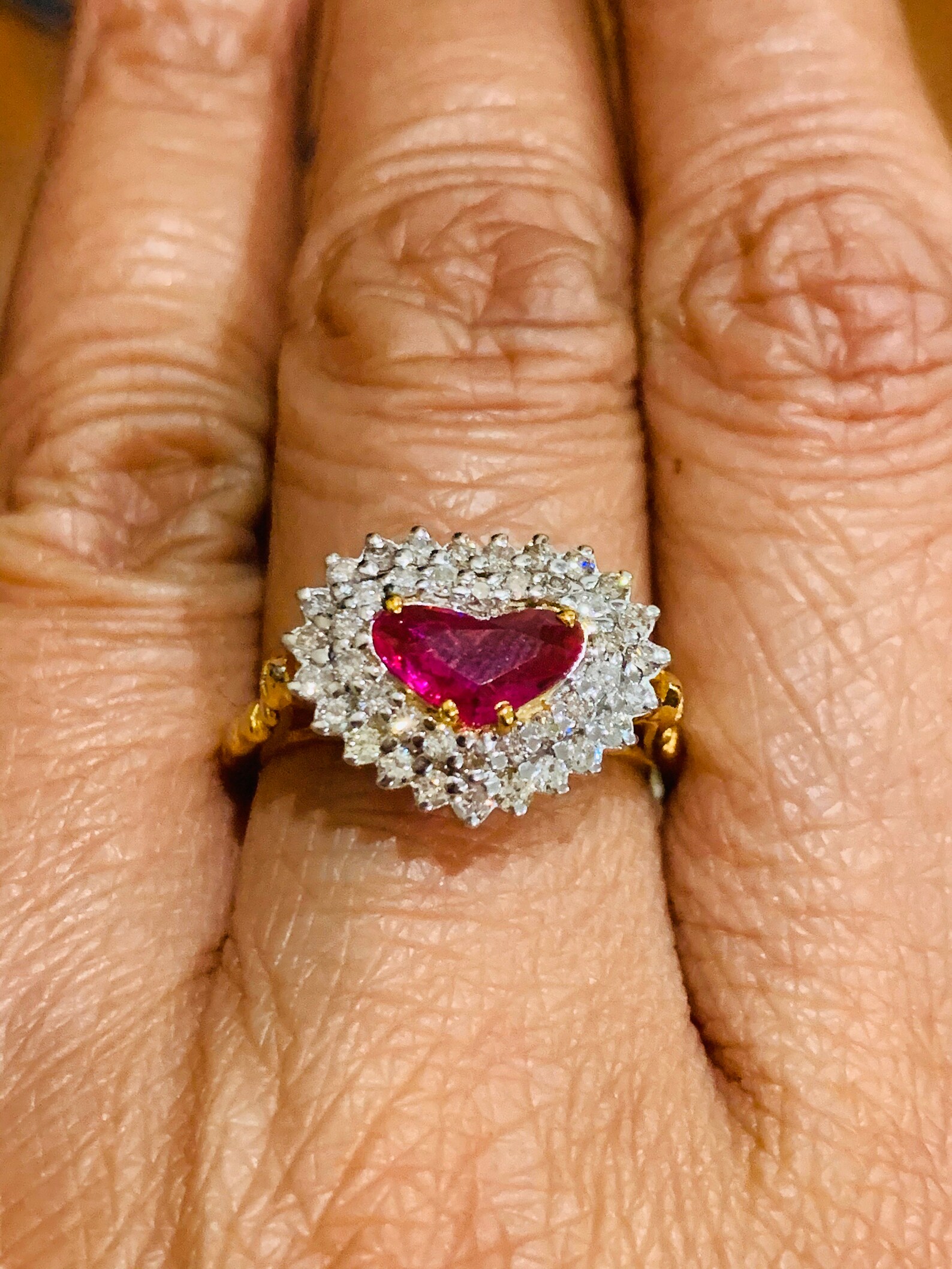 Diamond Ruby Heart Ring - Etsy