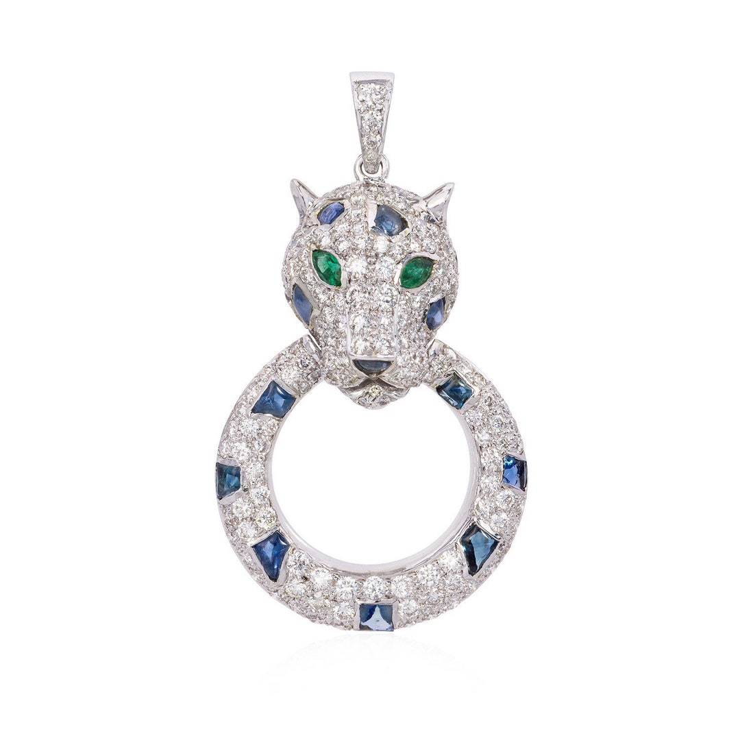 14k White Gold Diamond Panther Pendant Diamond Panther Pendant, Emerald ...