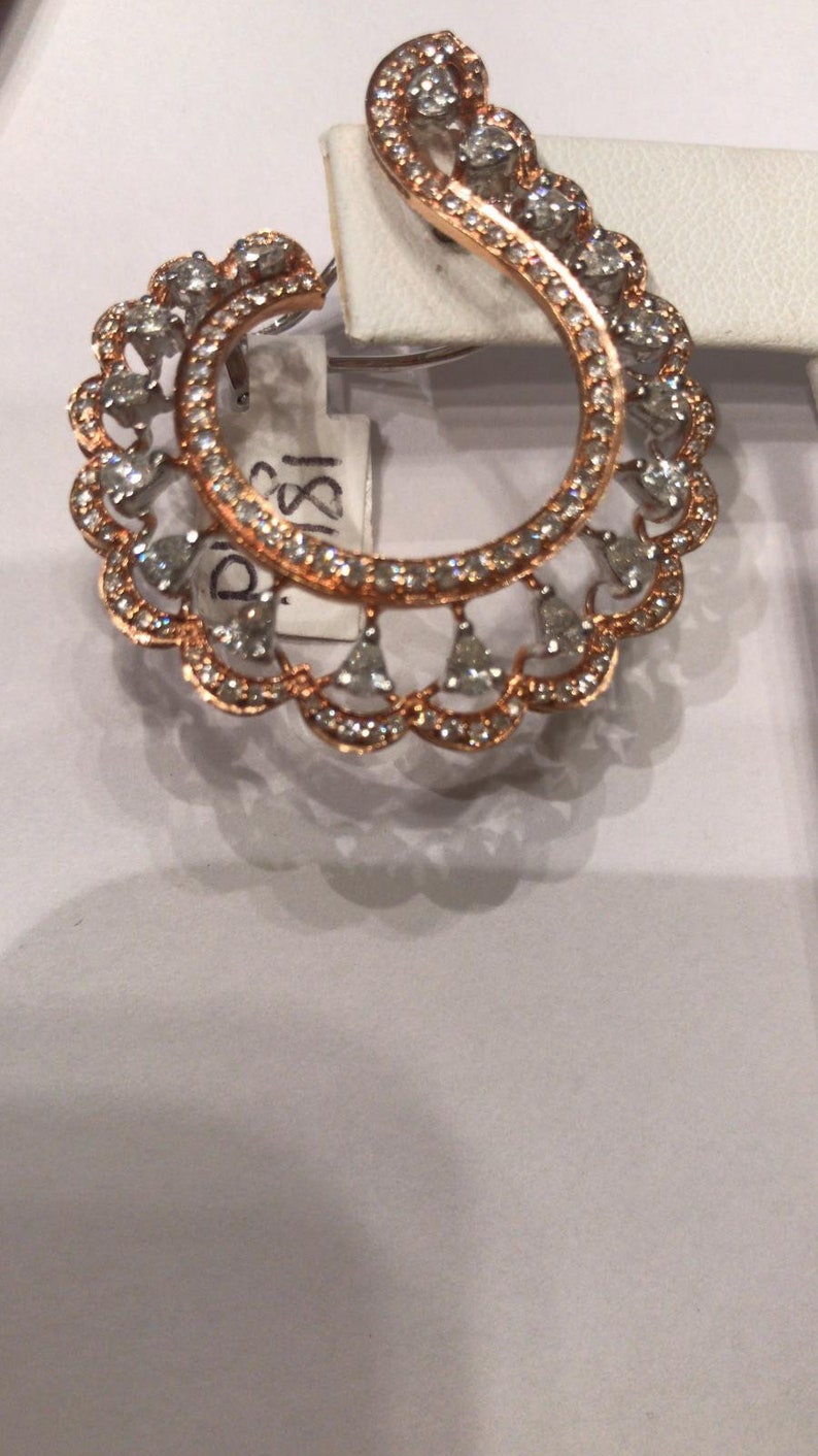 Designer Diamond Earrings Rose Gold Diamond Earrings - Etsy