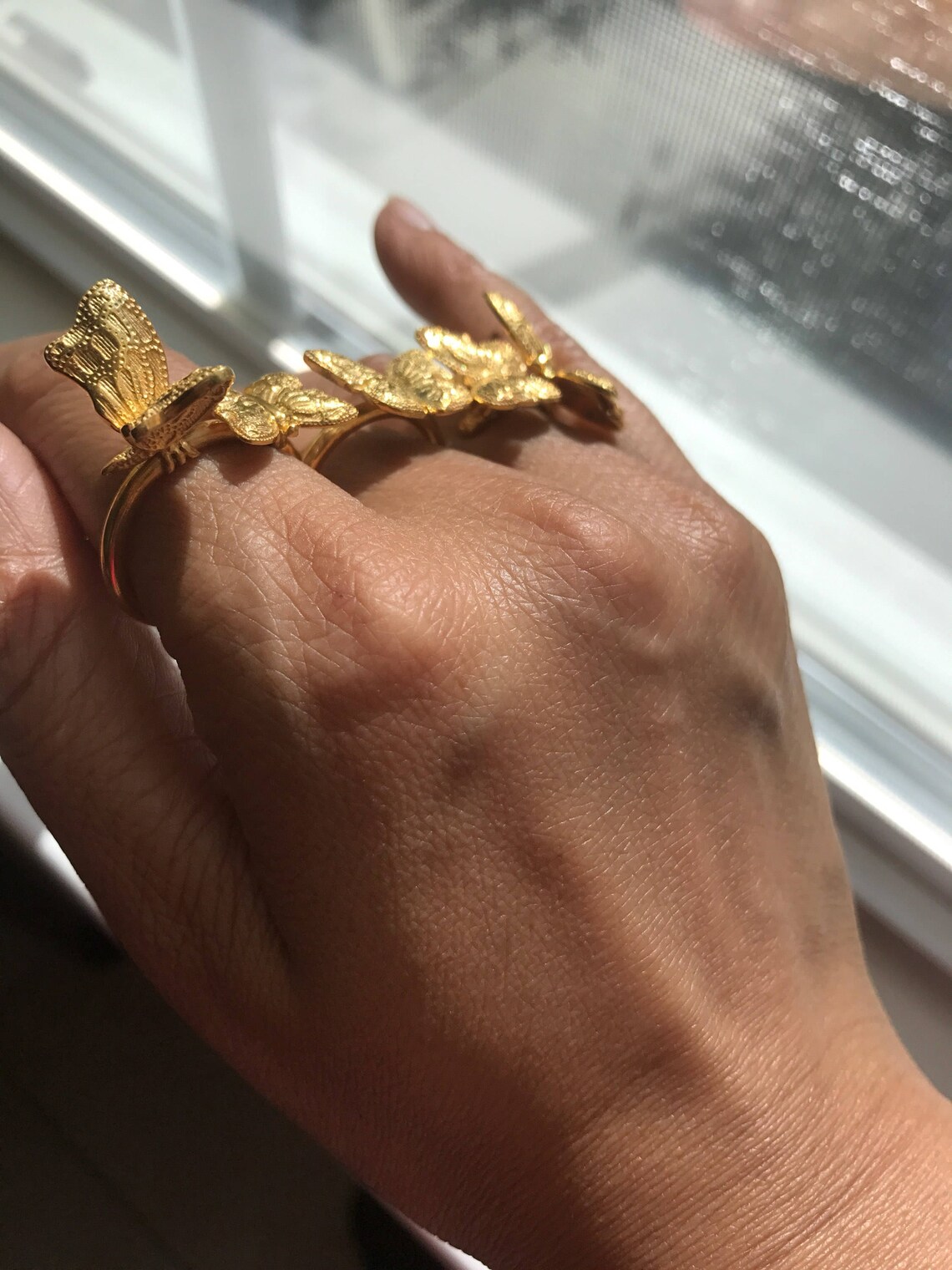 Full Finger Sterling Gold Plated Ring 4 Finger Ring Palm - Etsy