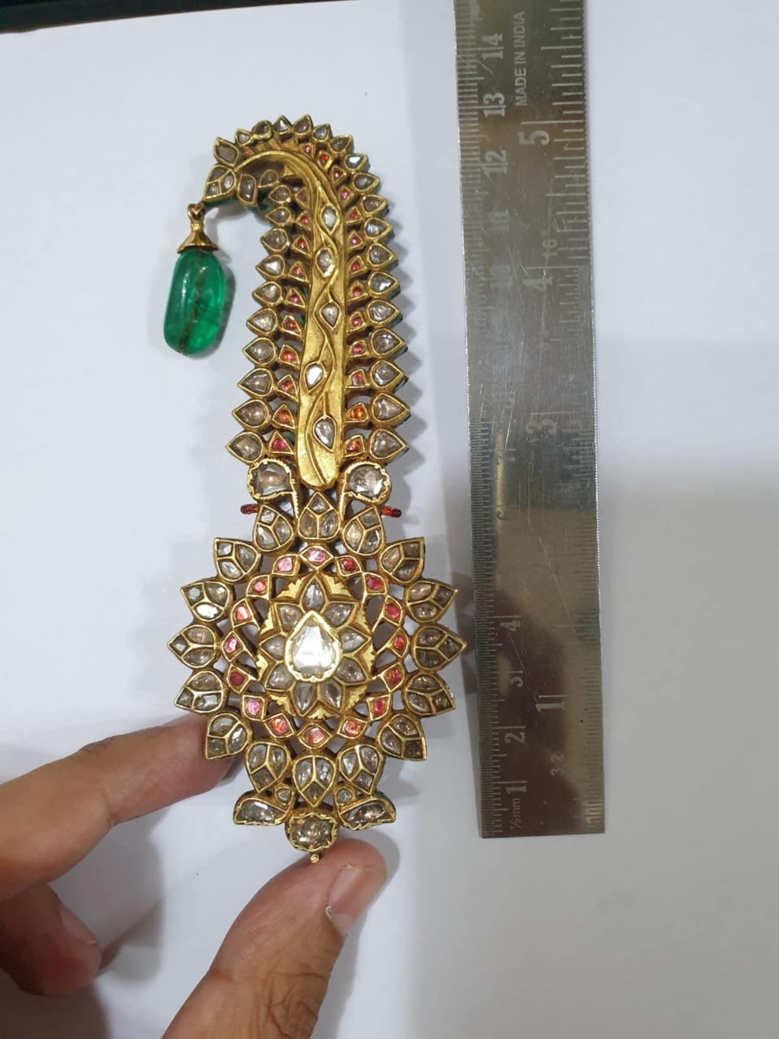 22k Gold Diamond Traditional Kalgi Pendant , Turban Groom Kalangi ...
