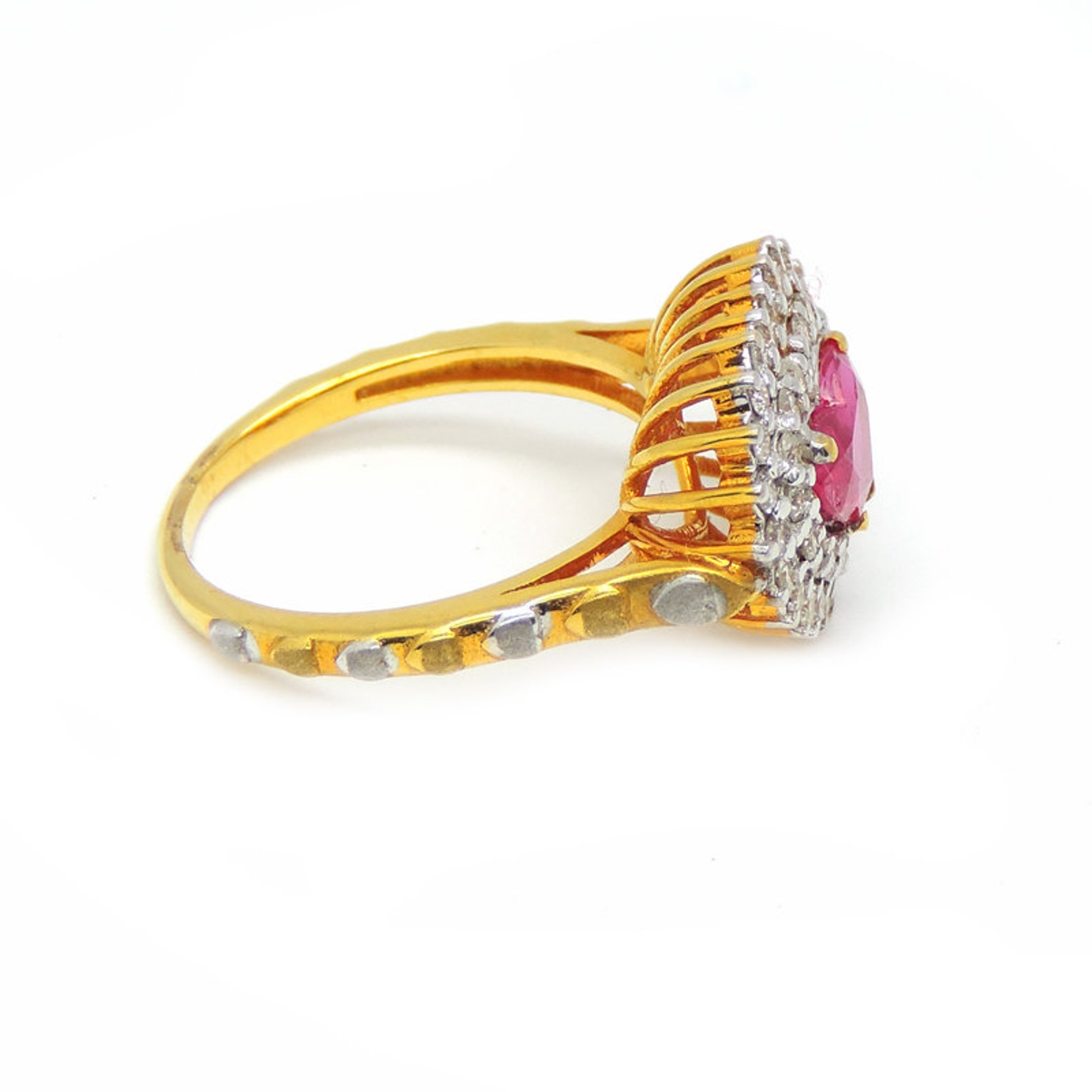 Diamond Ruby Heart Ring - Etsy