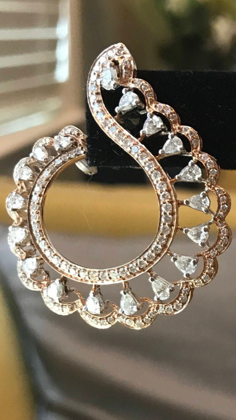 Designer Diamond Earrings Rose Gold Diamond Earrings - Etsy