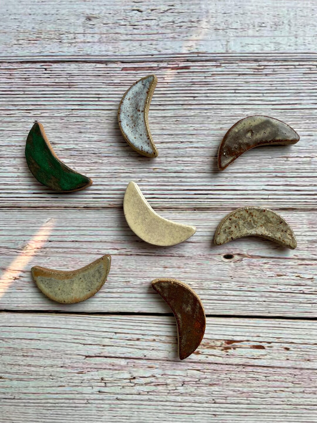 Ceramic Moon Magnet Handmade Pottery Waxing Moon Office & Desk Decor ...