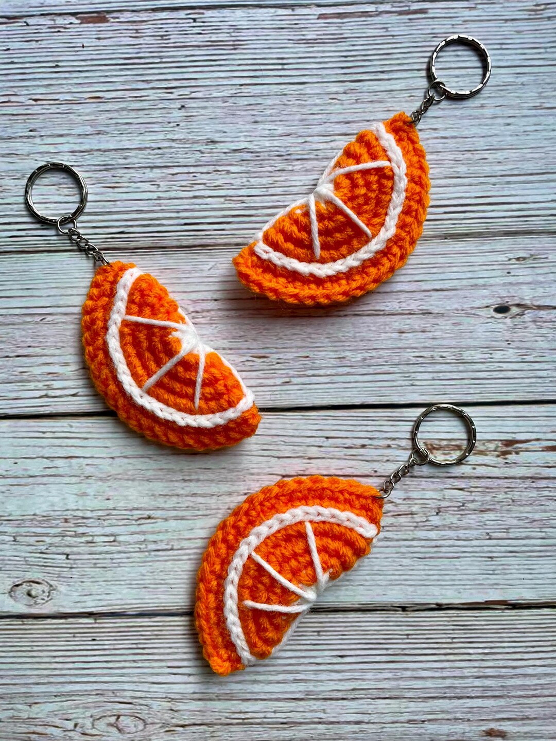 Orange Slice Keychain Handmade Crochet Fruit Keychain Slice Fruit ...