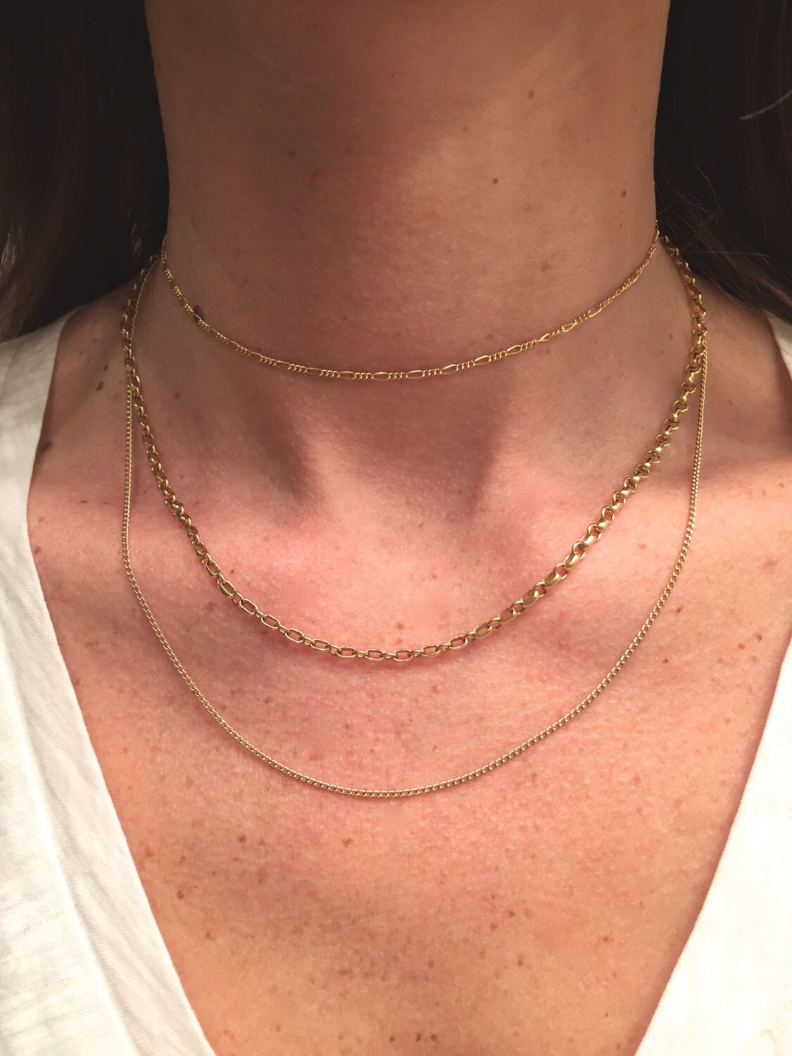 Gold Chain Choker, Figaro Chain Choker, BFF Choker, Dainty Gold Choker ...
