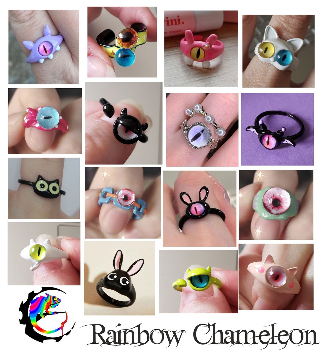 Cute & Creepy Colourful Rings Monsters Cats Devil - Etsy