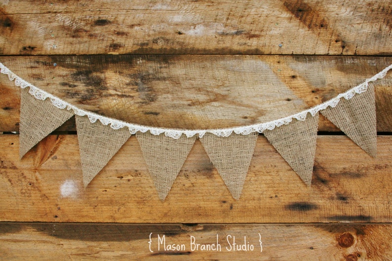BURLAP and LACE Burlap Banner, Bunting, Garland, Pennant, Photo Prop ...