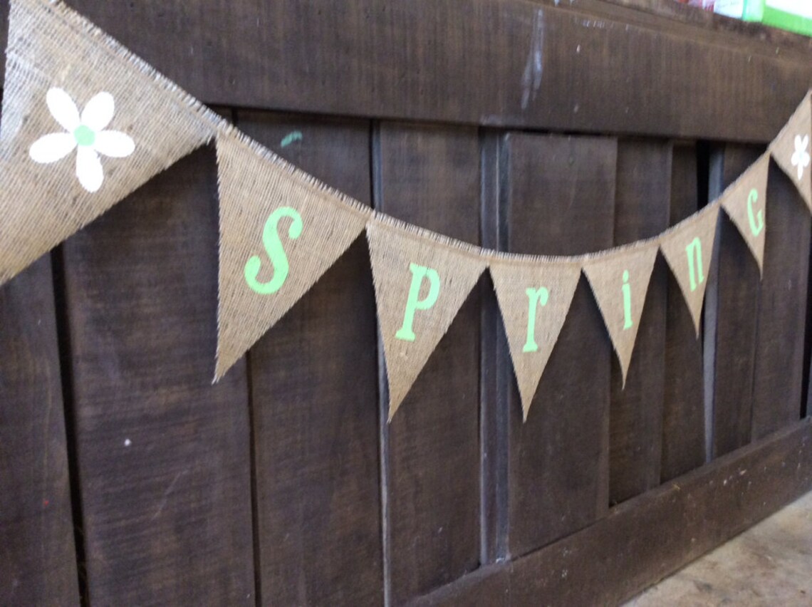 SPRING Burlap Banner, Bunting, Garland, Pennant, Photo Prop, Wedding ...