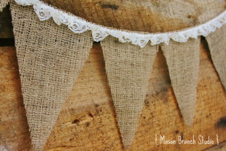 BURLAP and LACE Burlap Banner, Bunting, Garland, Pennant, Photo Prop ...