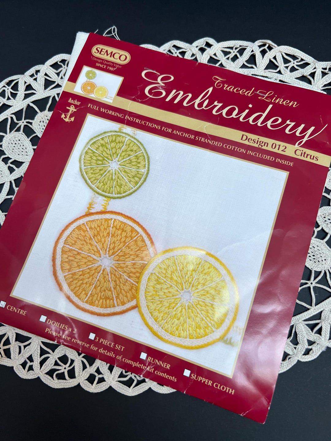 Embroidery Project by Semco, Design 012 Citrus, Table Centre Mat, 26cm ...