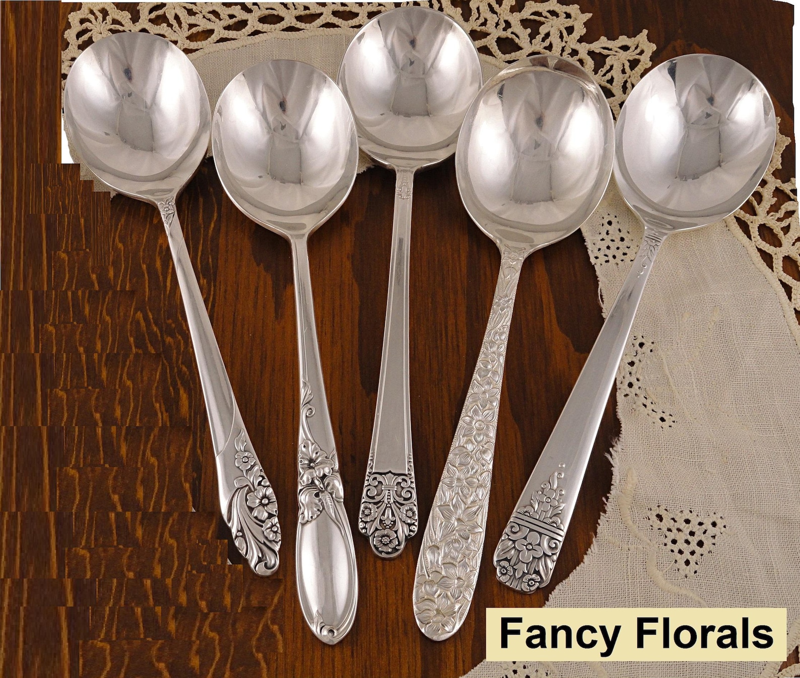 Mardi Gras GUMBO Soup Spoons Silverplate Round Bowl Soups Flatware Sets ...