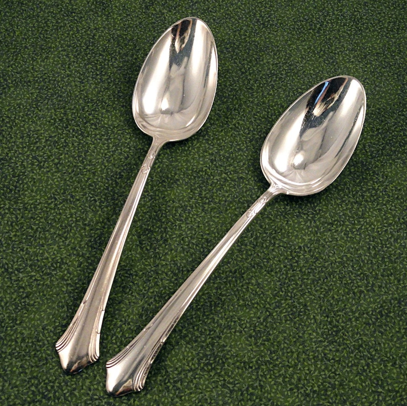 Geometric Art Deco Serving Spoons Geo Deco Patterns Vintage Silverplate ...