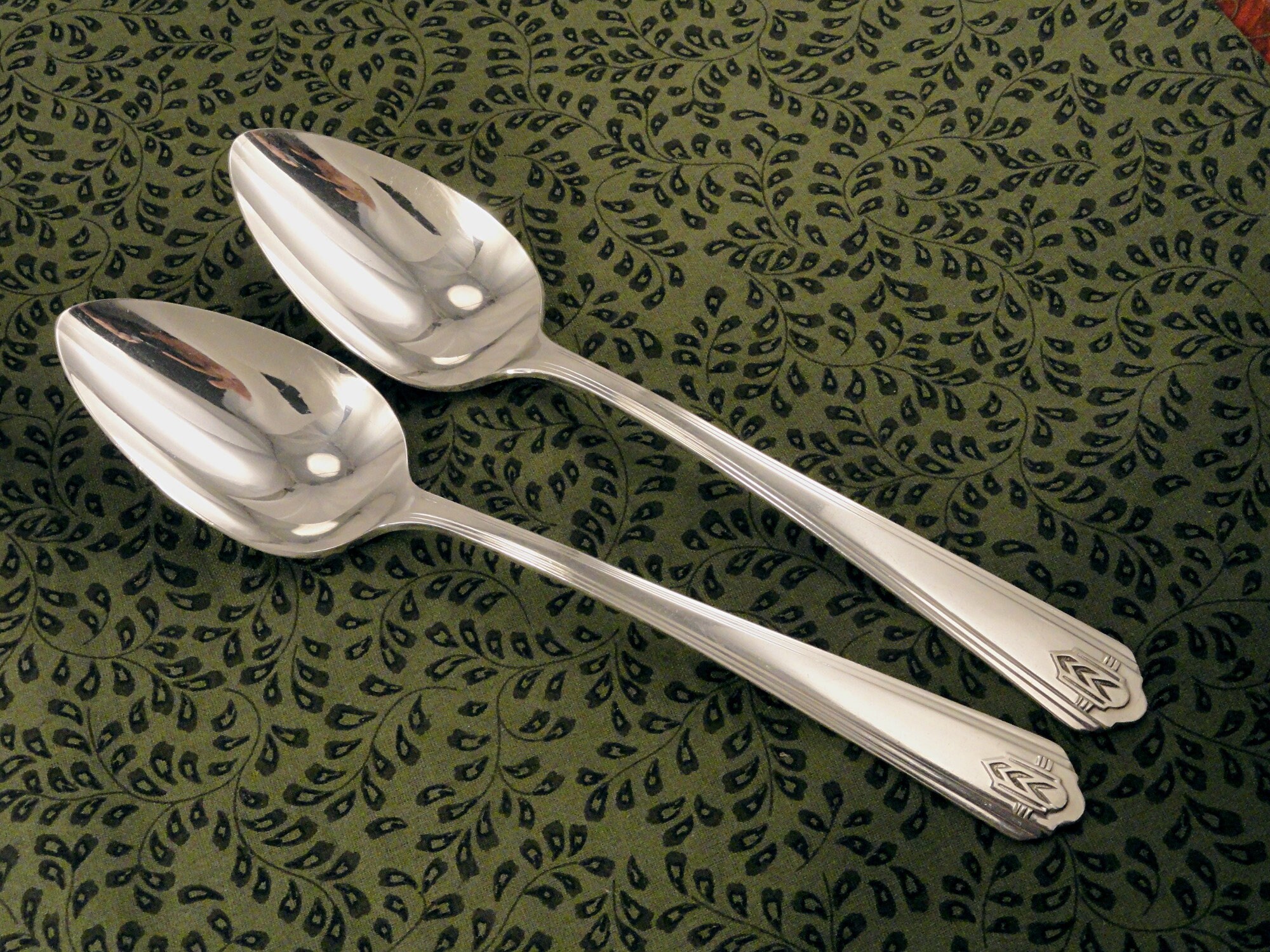 Geometric Art Deco Serving Spoons Geo Deco Patterns Vintage Silverplate ...