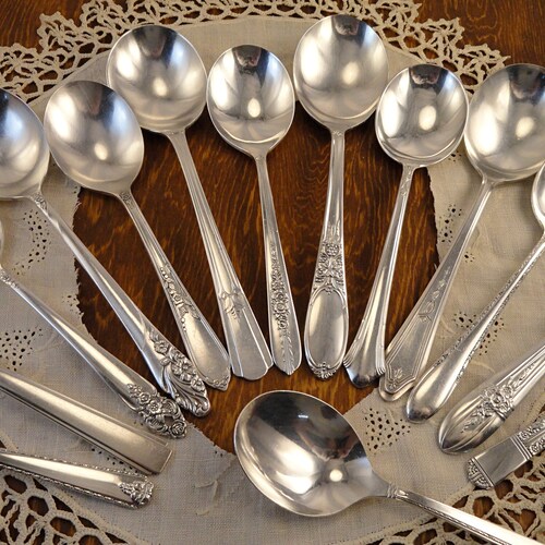 Mismatched Silverplate Oval Soup Spoons/vintage & - Etsy