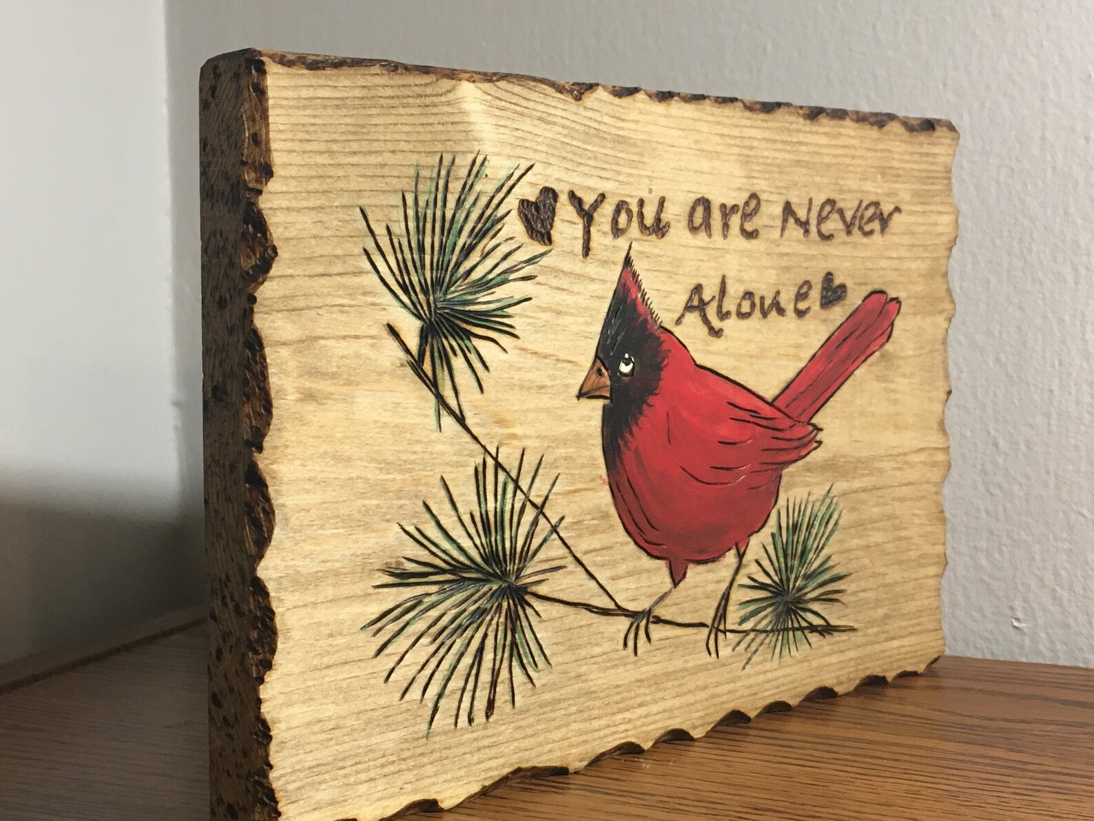 Red Cardinal on Pine Branch You Are Never Alone Plaque / - Etsy