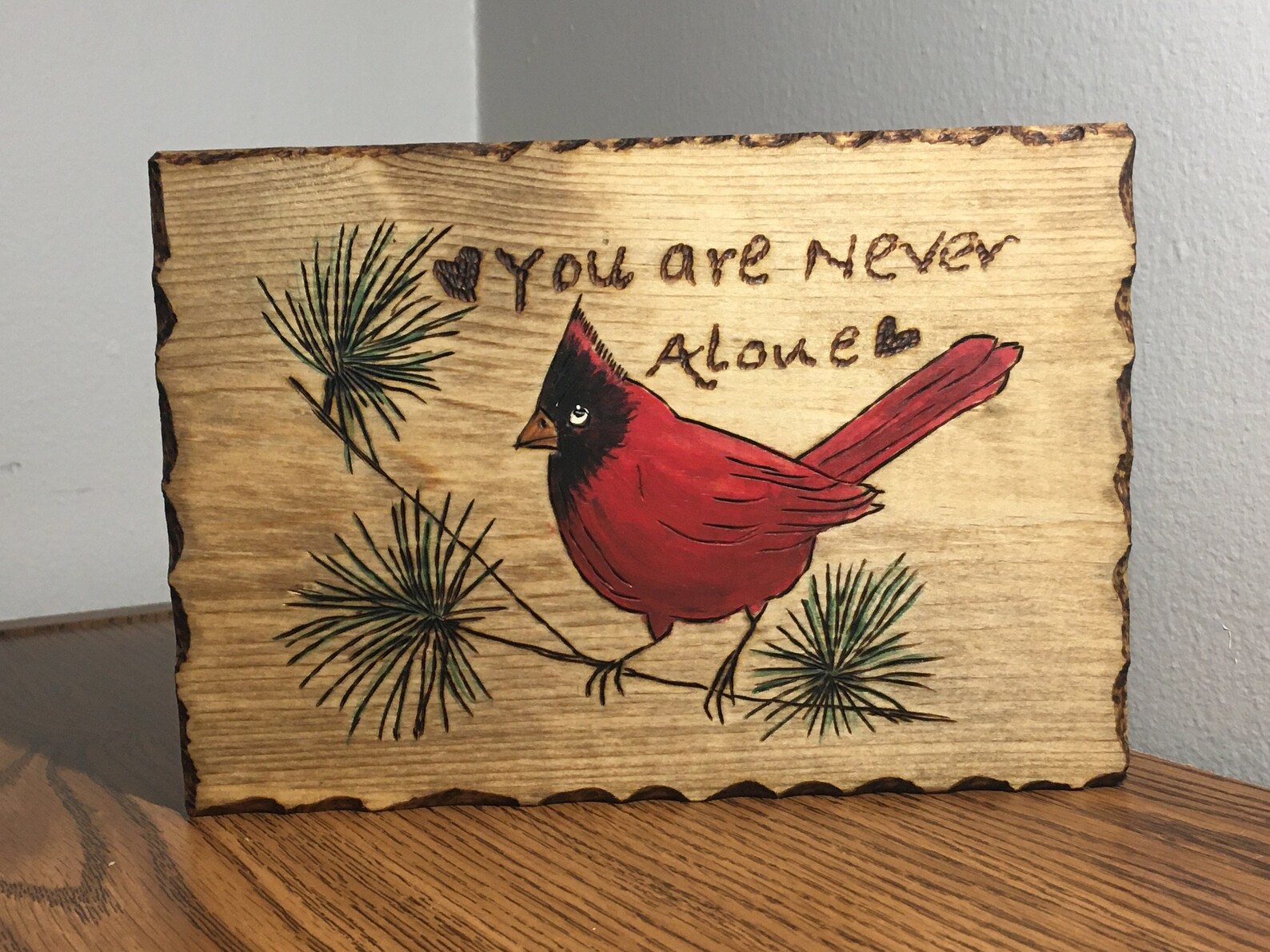 Red Cardinal on Pine Branch You Are Never Alone Plaque / - Etsy