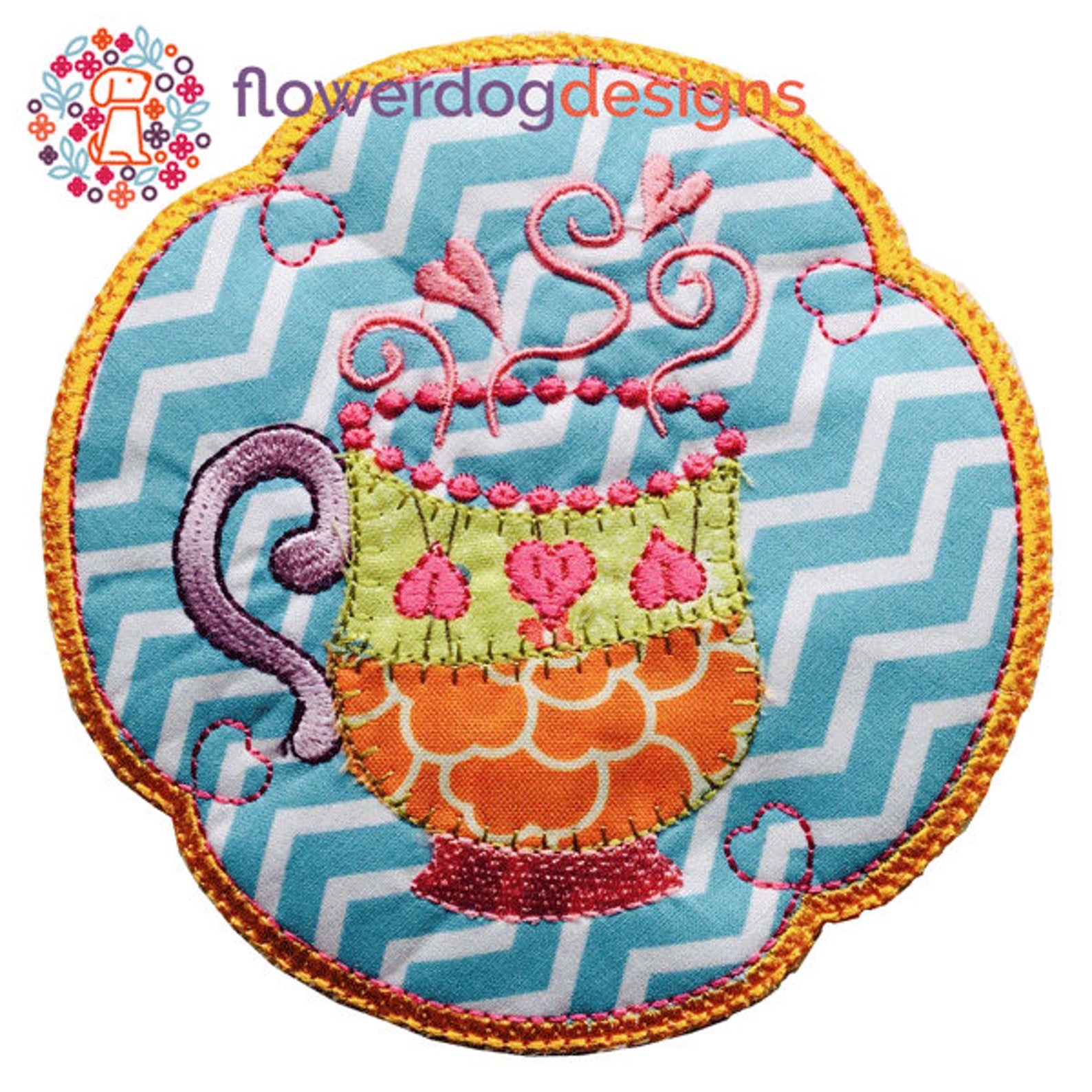 Set of 4 in the Hoop Mug Rugs Digital Machine Embroidery - Etsy UK