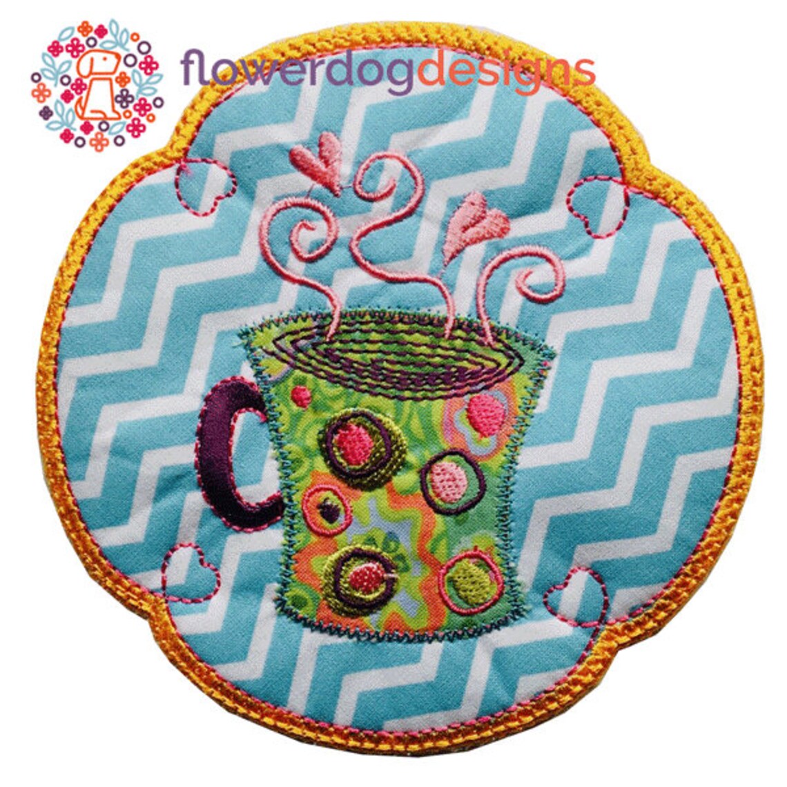 Set of 4 in the Hoop Mug Rugs Digital Machine Embroidery Design ...