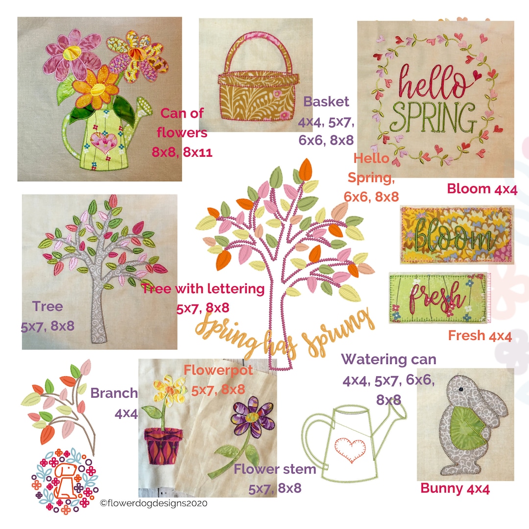 Hello Spring Collection Over 20 Machine Embroidery Applique Designs ...