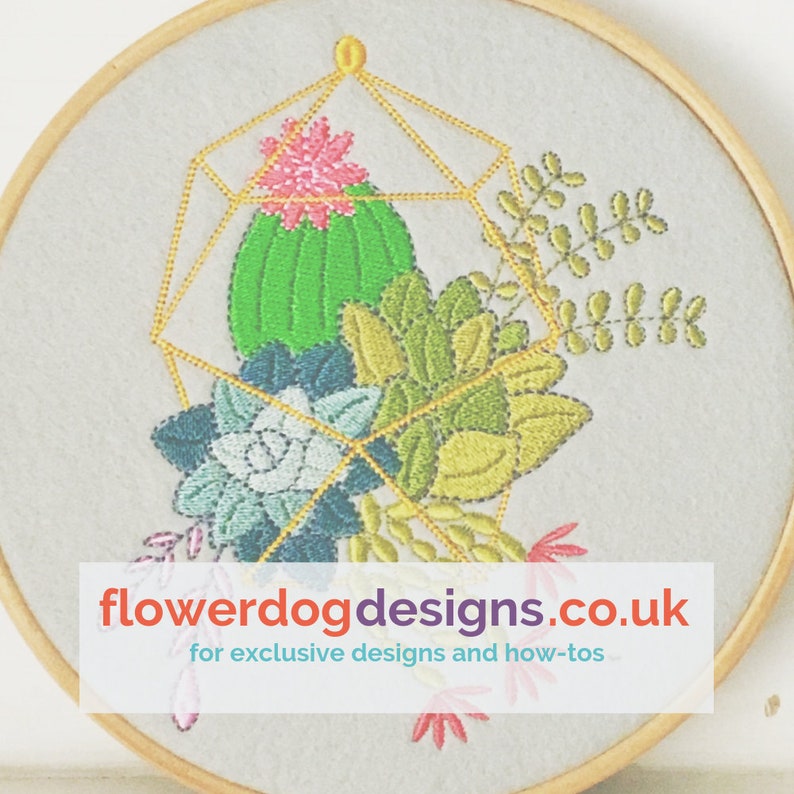 Succulent Terrarium Machine Embroidery Design Instant Download Digital ...