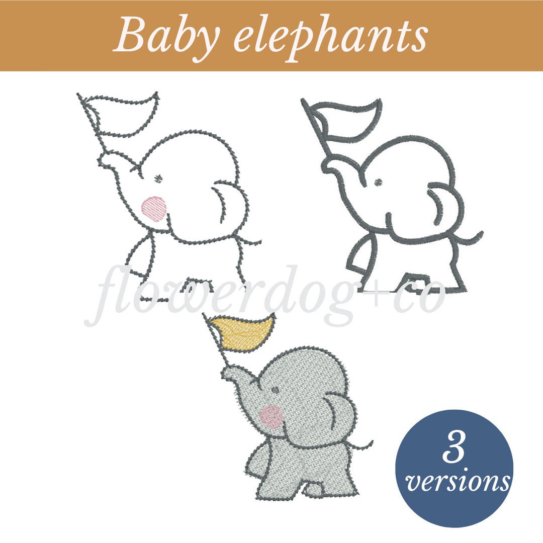 BABY Elephant Machine Embroidery Design | NURSERY Embroidery | Cute ...