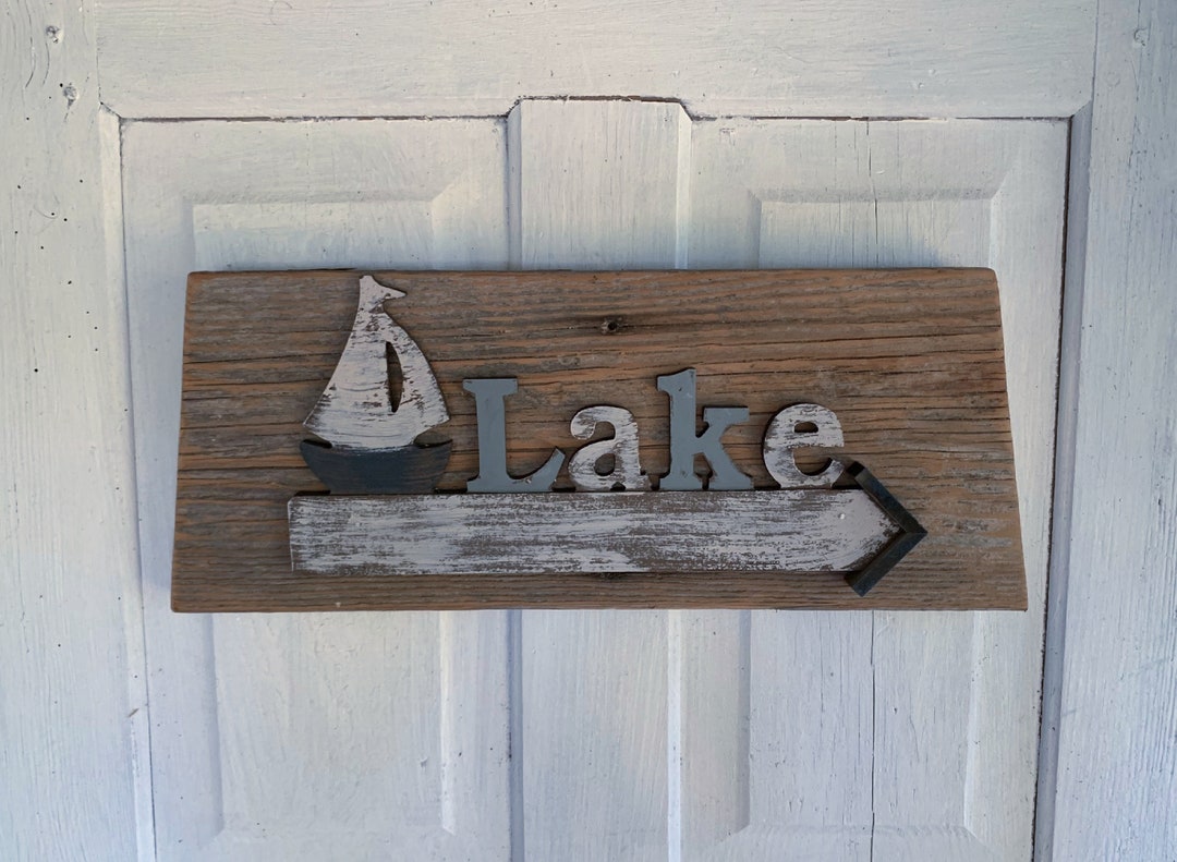 Rustic Lake Sign | Lake House Sign | Refurbished Lake Sign for Cabin ...