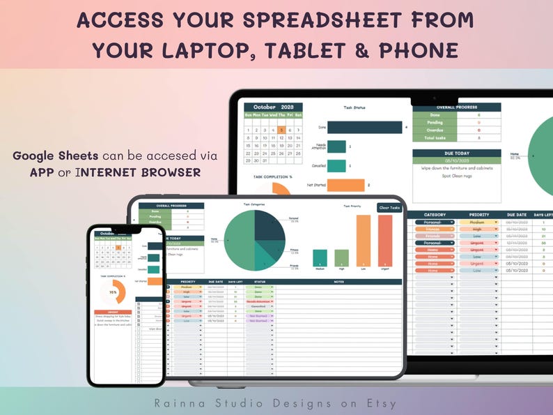 To Do List Template ,time Management & Task Tracker Spreadsheet for ...