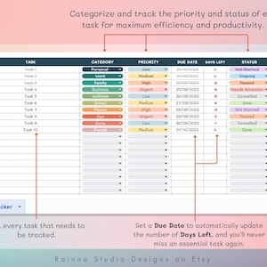 To Do List Template ,time Management & Task Tracker Spreadsheet for ...