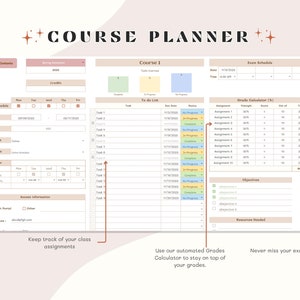 Student Planner | Assignment Tracker | School Spreadsheet| Digital ...